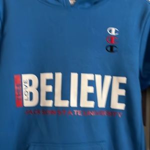 Champion | Other | Blue Champion Hoodie With Believe Thee I Love ...
